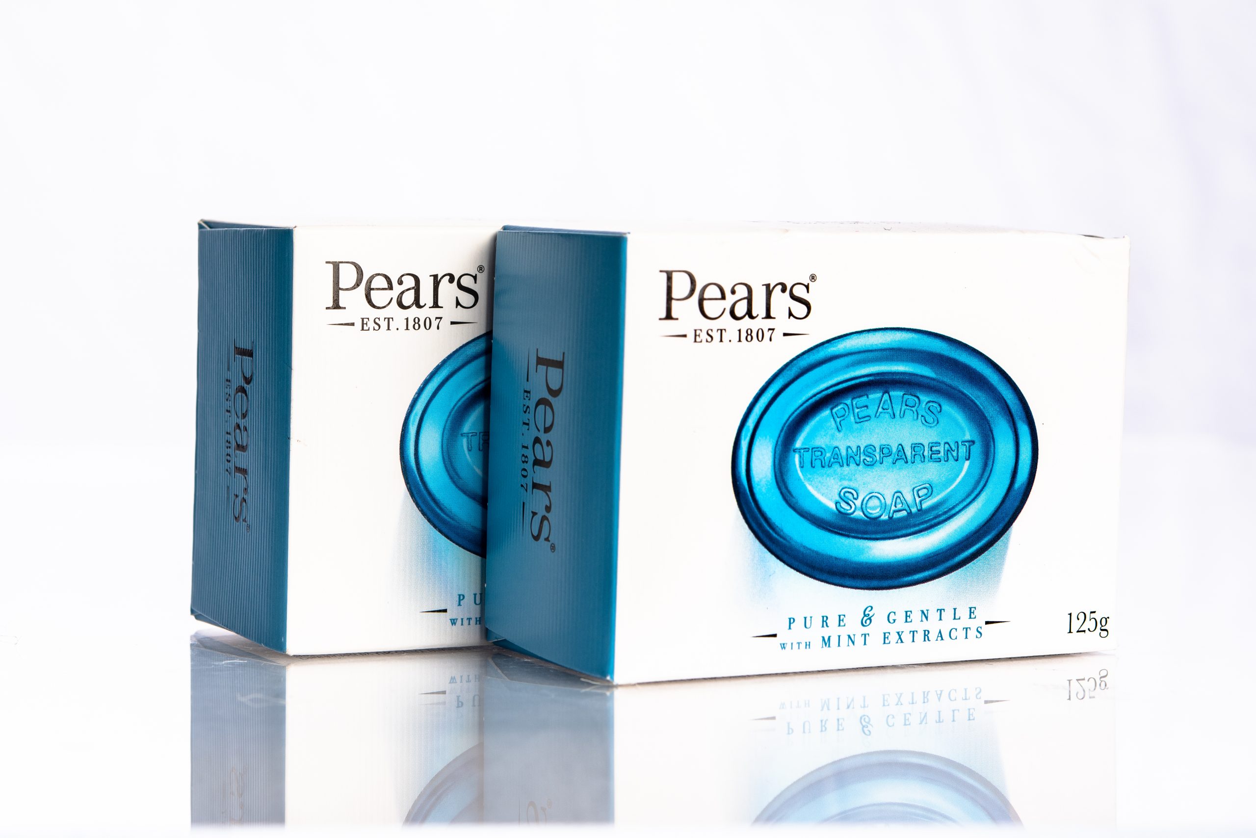 4x Pears Pure & Gentle with Mint Extracts Bars of Soap, 125g