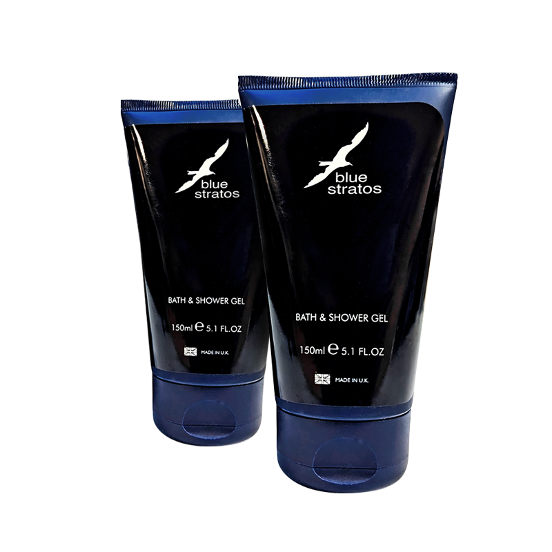 2x Blue Stratos Bath and Shower Gel for Men, 150ml